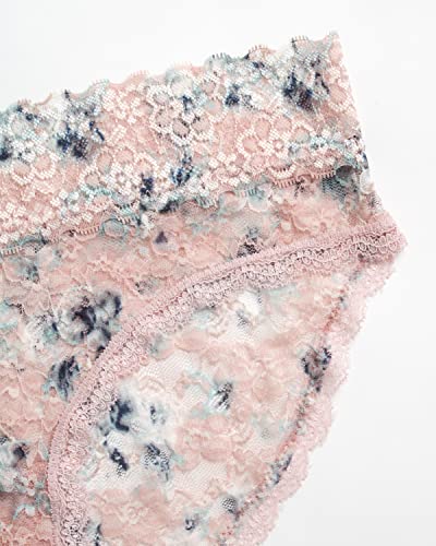 Jessica Simpson Women's Hipster Underwear - 5 Pack Microfiber Lace Trim No Show Seamless Panties, (Sizes: S-XL), Size Medium, Mauve/Angel Wing/Indigo/Blue