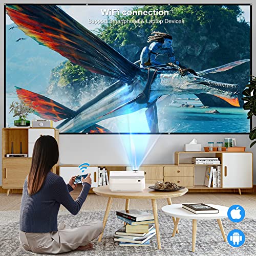 Projector with WiFi and Bluetooth, Native 1080P/12000 Lumen Outdoor Movie Projector with 120ββ Screen, 4K & 300'' Display Support, Phone Video Projector Compatible with iOS/Android/TV Stick /Win/PS5