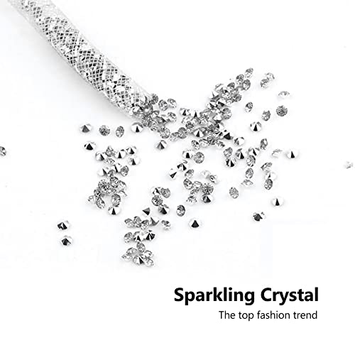 cueclue 1 PC Car Bling Rhinestone Key Chain, Crystal Car Key Chain for Women, Fashionable Keychain Ring Accessories (Silver)