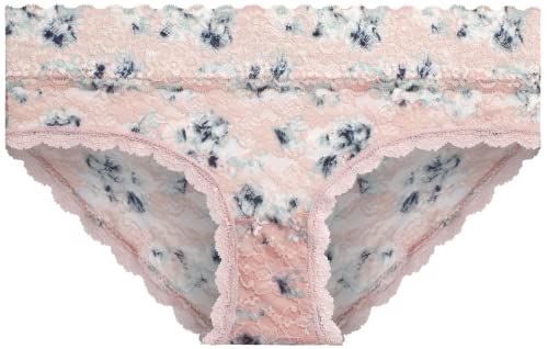 Jessica Simpson Women's Hipster Underwear - 5 Pack Microfiber Lace Trim No Show Seamless Panties, (Sizes: S-XL), Size Medium, Mauve/Angel Wing/Indigo/Blue