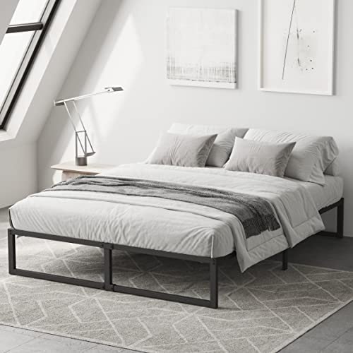 Richwanone 14 inch Full Bed Frame Metal Platform Mattress Foundation with Steel Slat Support, No Box Spring Needed, Easy Assembly, Black