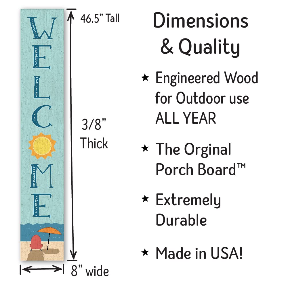 My Word! Tall Outdoor Welcome Sign / Porch Leaner, 46.5" Rustic Farmhouse Sign, Blue, Composite, Large: 8"x46.5", 3 lbs, Welcome, Lean or Hang, Porch, Wall Decorative Sign