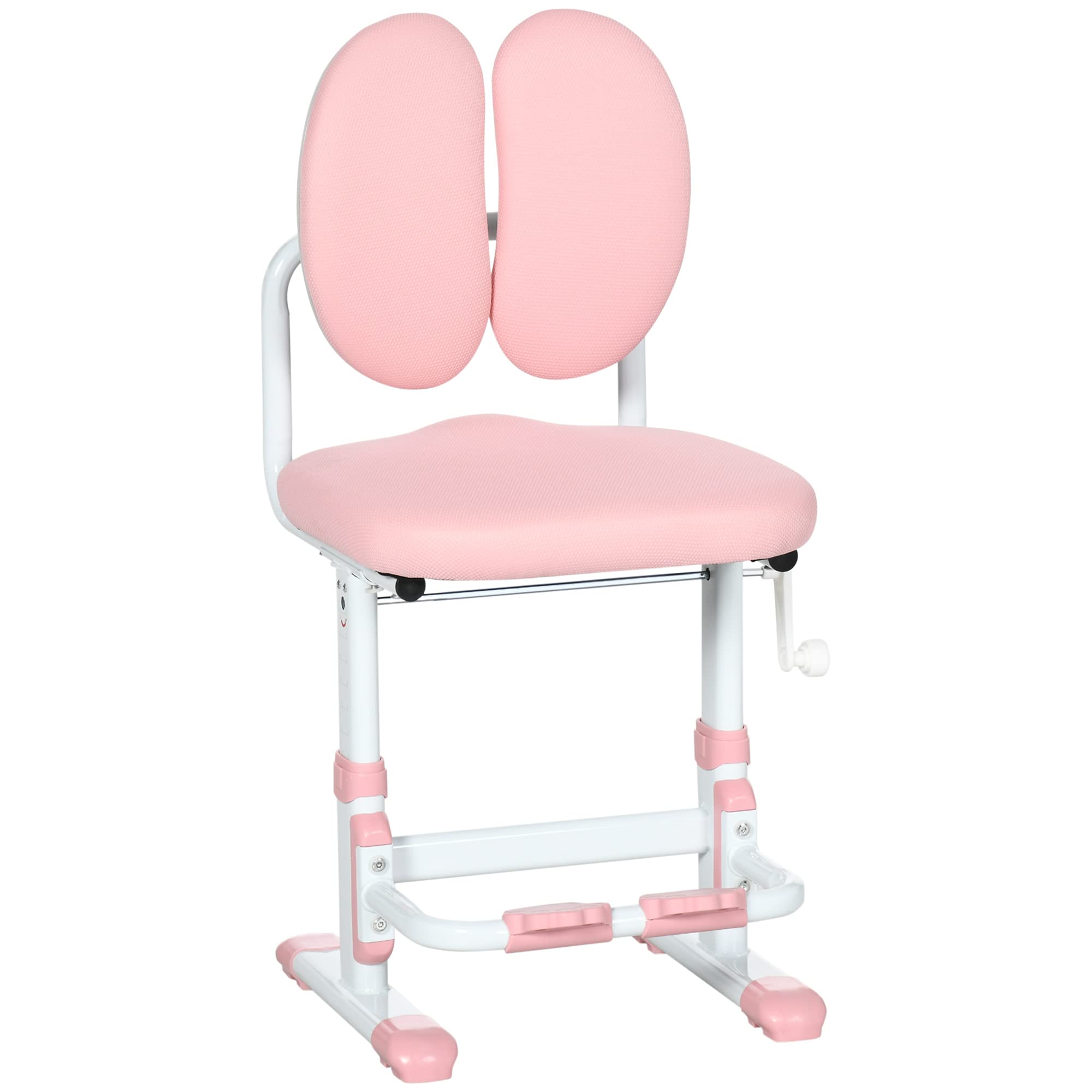 Qaba Ergonomic Kids Desk Chair with Thick Cushioning & Height Adjustment, Kids Computer Chair with Footrest, Childrens Chair, Kids Office Chair & Study Chair, Pink