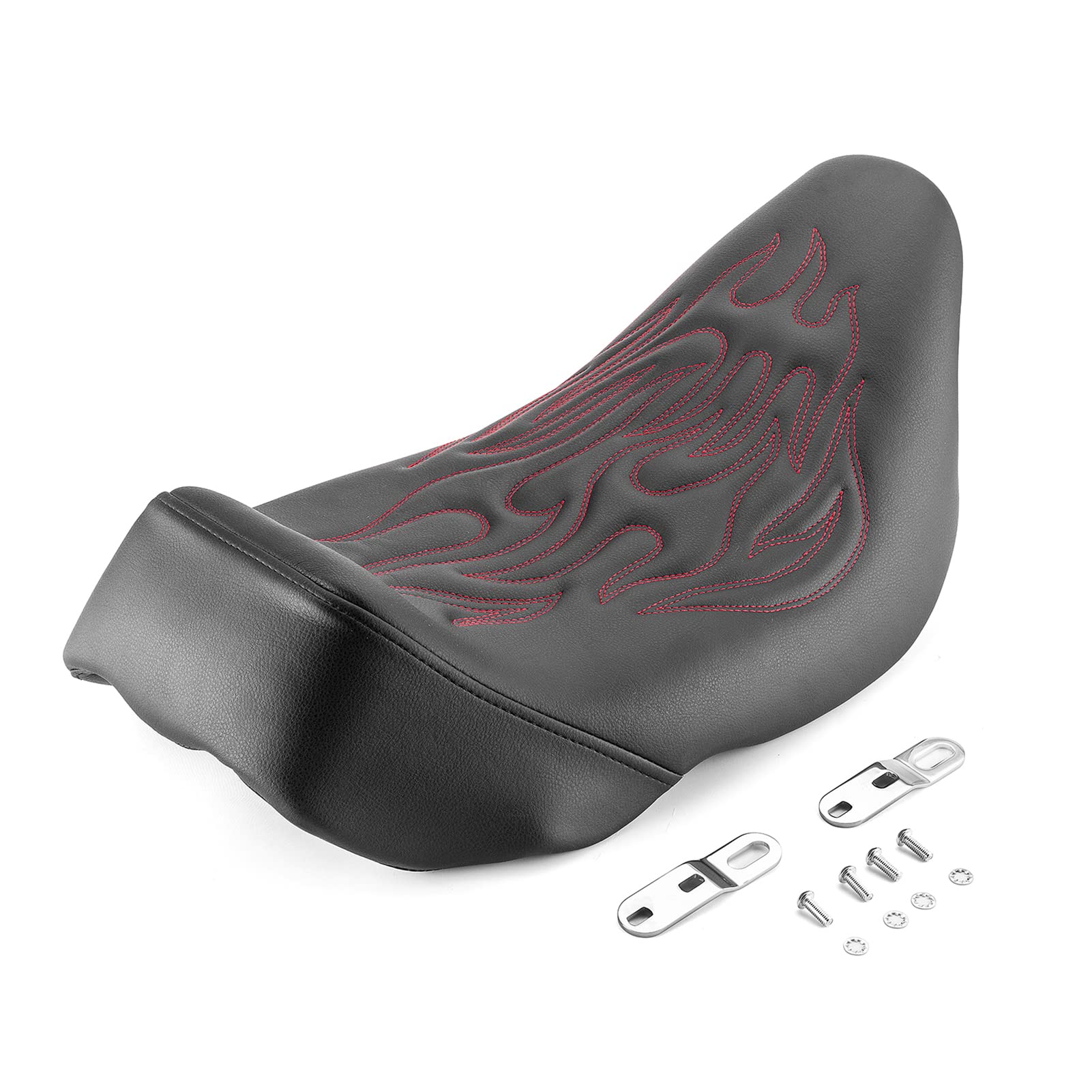 Mofun Solo Driver Seat Compatible with Harley Touring Street Road Electra Glide Road King Bagger Dresser 2008-2023, Red Flame