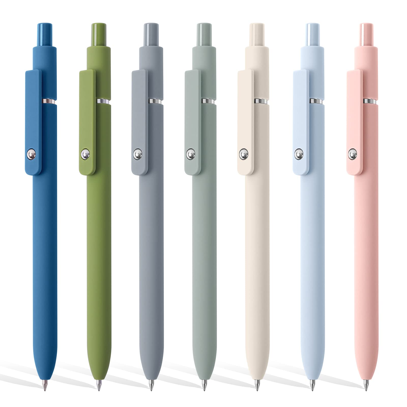 LABUK 7pcs Cute Gel Pens, Fine Point 0.5mm Black Ink Rolling Ball Aesthetic Pens, Retractable Quick Dry, Smooth Writing for School & Office Supplies