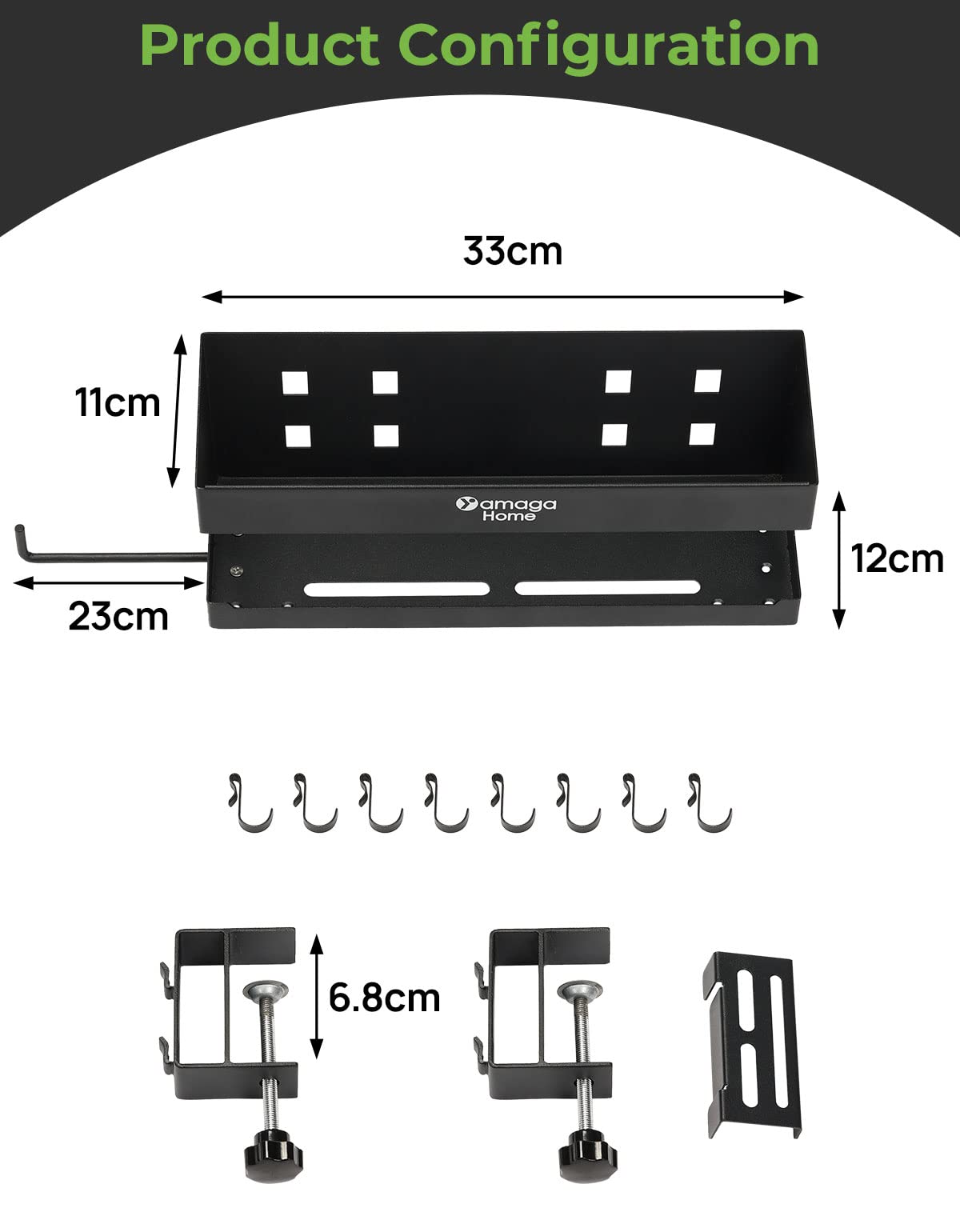 yamagahome Griddle Caddy, Grill Caddy for 28"/36" Blackstone Griddles, BBQ Caddy for Outdoor Grill Storage Organizer with Paper Towel Holder, Tool Holder & 8 J-Hooks, No Drilling, Space Saving