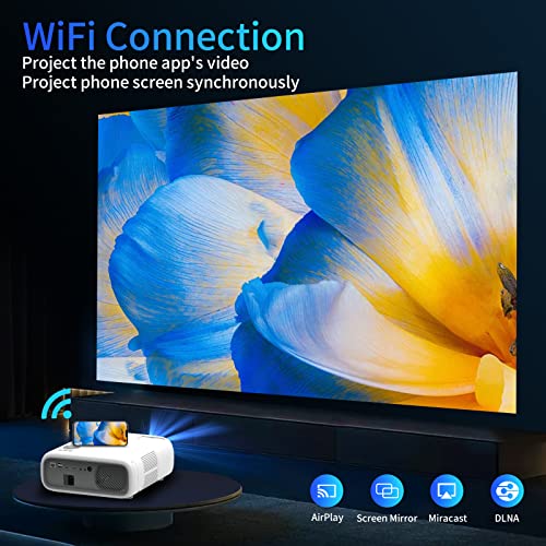 (Auto Vertical Keystone) 4K Projector with WiFi and Bluetooth,900 ANSI Lumens Outdoor Projector,Full-Sealed Optical Engine,Zoomable,20W Speakers,500" Display,PPT,Compatible w/TV Stick, iOS, Android