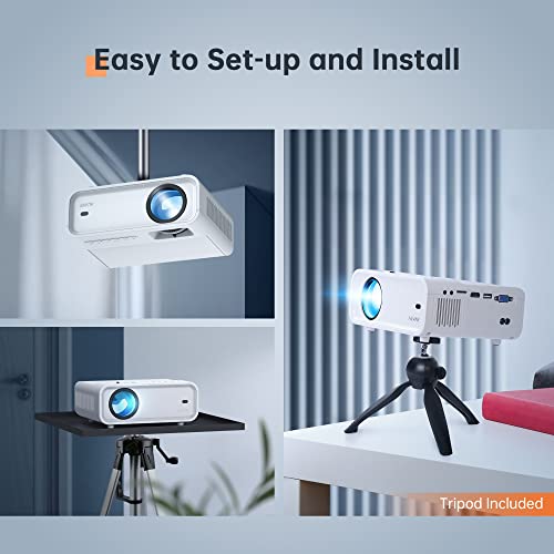 Mini Projector with 5G WiFi and Bluetooth W/ Tripod & Bag, ALVAR 9000 Lumens Portable Outdoor Movie Projector 240" Display & 1080P Supported, Compatible with TV Stick/HDMI/VGA/USB/iOS & AndroidâŚ