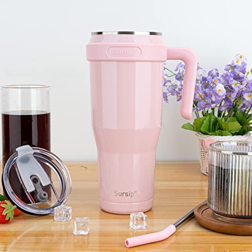 Sursip 50 oz Mug Tumbler,Stainless Steel Tumbler Mug with Non-Removable Handle–Keeps Drinks Cold up to 24 Hours–Sweat Proof, Dishwasher Safe,BPA Free-Mild Mint