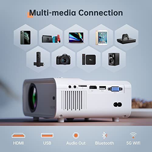 Mini Projector with 5G WiFi and Bluetooth W/ Tripod & Bag, ALVAR 9000 Lumens Portable Outdoor Movie Projector 240" Display & 1080P Supported, Compatible with TV Stick/HDMI/VGA/USB/iOS & AndroidâŚ