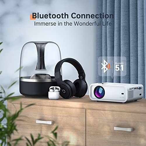 Mini Projector with 5G WiFi and Bluetooth W/ Tripod & Bag, ALVAR 9000 Lumens Portable Outdoor Movie Projector 240" Display & 1080P Supported, Compatible with TV Stick/HDMI/VGA/USB/iOS & AndroidâŚ