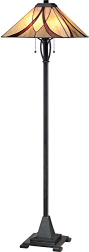 Quoizel TFAS9360VA Asheville Tiffany Floor Lamp, 2-Light, 200 Watts, Valiant Bronze (60" H x 17" W)