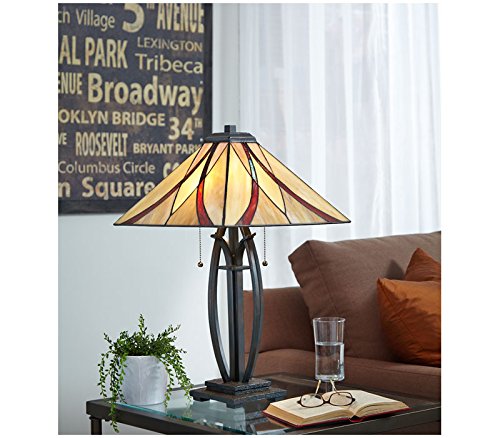 Quoizel TFAS9360VA Asheville Tiffany Floor Lamp, 2-Light, 200 Watts, Valiant Bronze (60" H x 17" W)