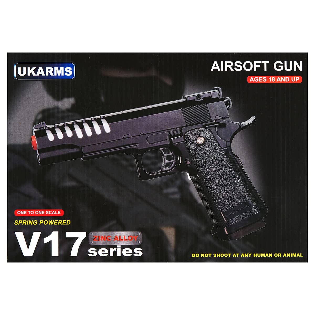 Black Metal Alloy Airsoft Spring Pistol with Wavey Stippling - Shoots at 250 FPS (GoldenBall)