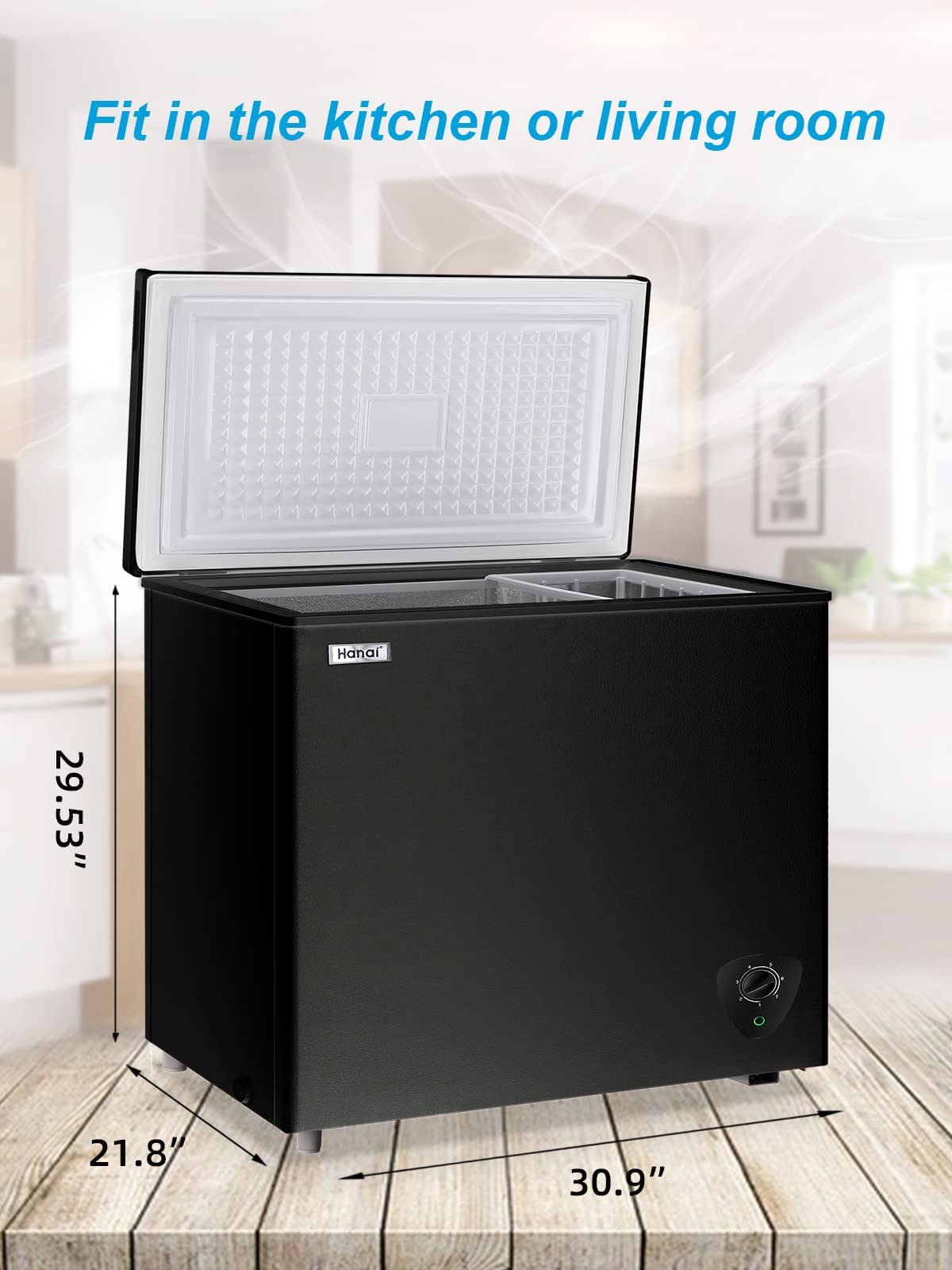 Chest Freezer WANAI 7.0 Cu.Ft Compact Chest FreezerDeep Freezers Free-Standing Top Door Freezer Removable Basket and Adjustable 7 Thermostat Open Deep Freezer Energy Saving Garage Basement Apartment K