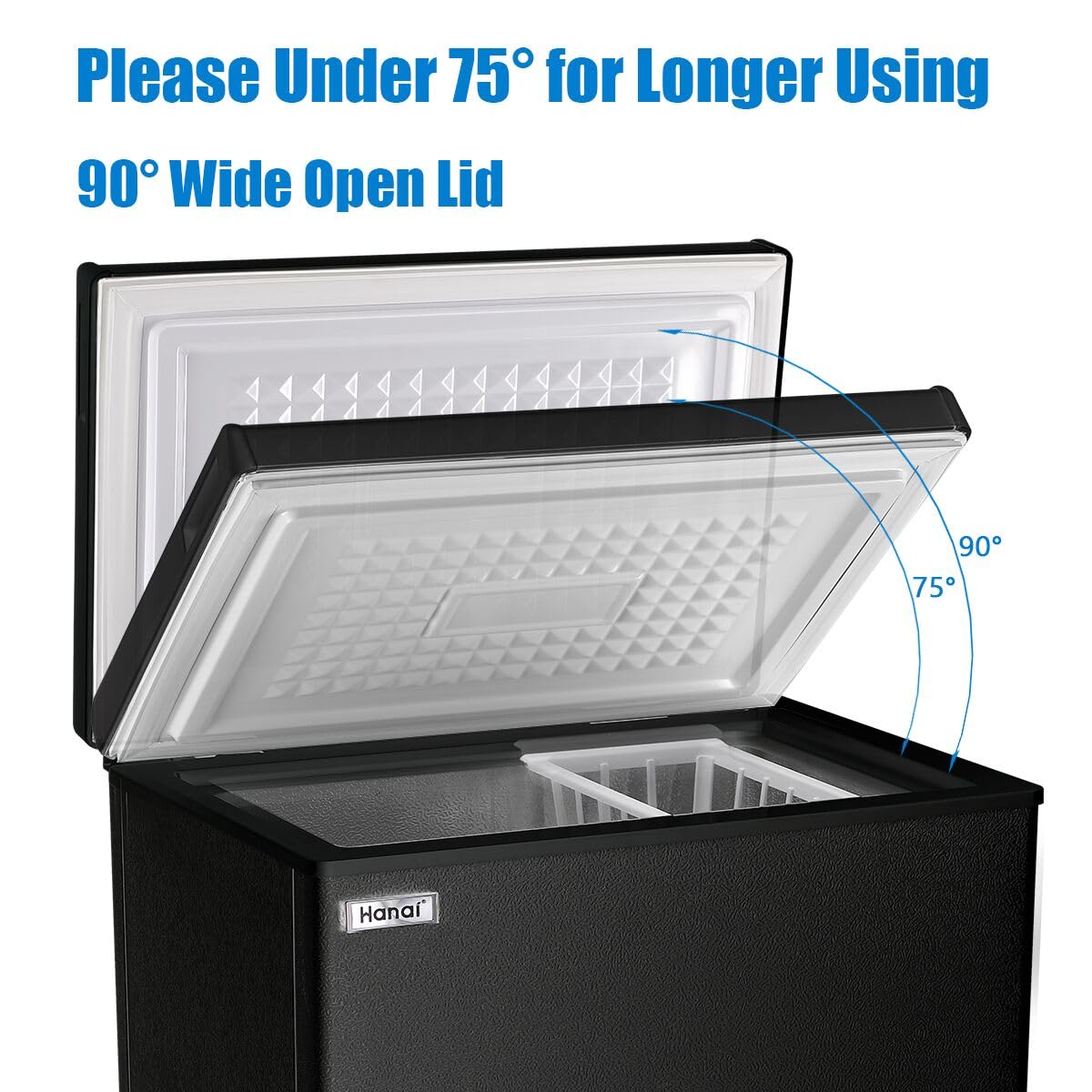 Chest Freezer WANAI 7.0 Cu.Ft Compact Chest FreezerDeep Freezers Free-Standing Top Door Freezer Removable Basket and Adjustable 7 Thermostat Open Deep Freezer Energy Saving Garage Basement Apartment K
