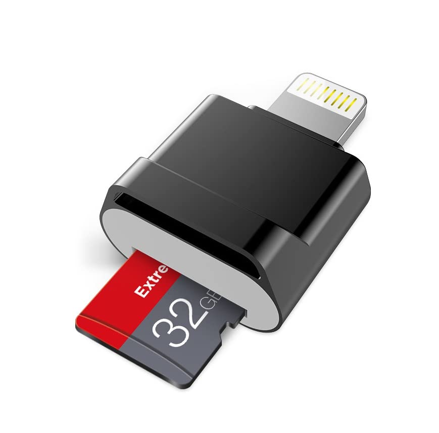 [Apple MFi Certified] Micro SD Card Reader for iPhone iPad,Lightning to Micro SD/TF Card Reader Viewer Adapter Memory Card Reading for iPhone 14/13/12/Pro Max/11/X/XR/8 Support iOS 14 15 16 17 System