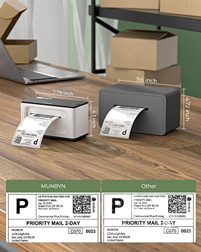 MUNBYN Shipping Label Printer, 4x6 Label Printer for Shipping Packages, USB Thermal Printer for Shipping Labels Home Small Business, with Software for Instant Conversion from 8x11 to 4x6 Labels