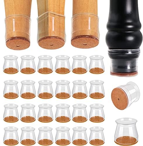 Ansible 24 pcs Chair Leg Floor Protectors, Furniture Felt Pads Silicone Covers caps for Chairs,Chair Leg Protectors for Hardwood Floors (Small fit:0.9''-1.29'')