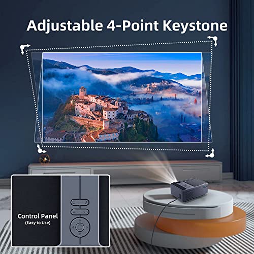 Portable Mini Projector with WiFi & Bluetooth, Full HD 1080P Supported Outdoor Movie Projector Wireless Phone Mirroring, Smart Home Android Projector Digital Zoom for HDMI,USB,Laptop,PC,TV Stick,DVD