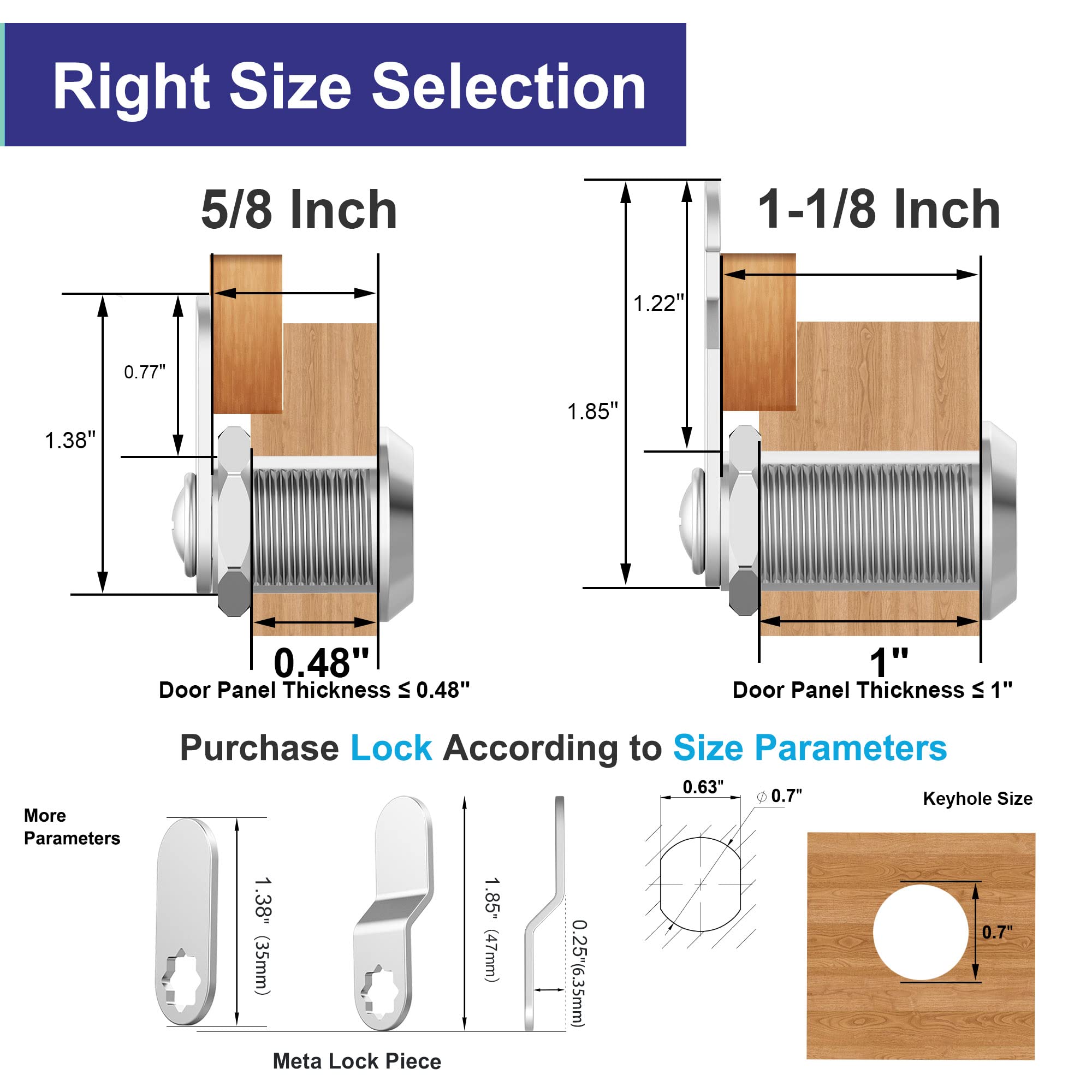 Jayseon 3 Pack Mailbox Lock Cabinet Locks with Key, RV Cam Lock 5/8" Keyed Alike, Mailbox Locks Replacement for Drawer Toolbox RV Storage Door, Zinc Alloy