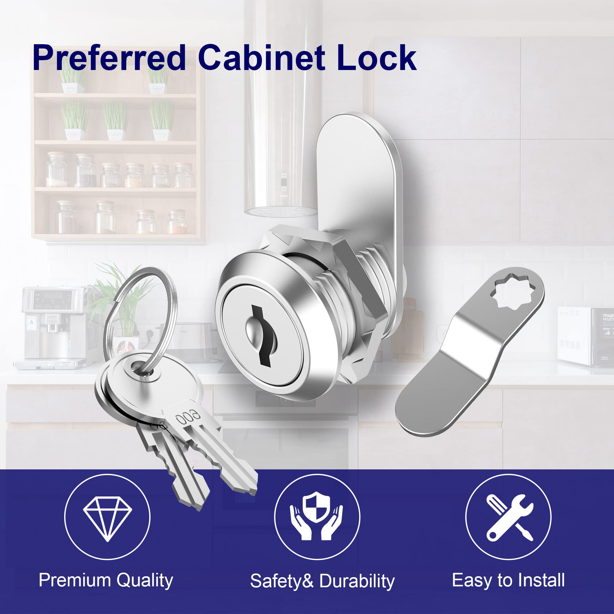 Jayseon 3 Pack Mailbox Lock Cabinet Locks with Key, RV Cam Lock 5/8" Keyed Alike, Mailbox Locks Replacement for Drawer Toolbox RV Storage Door, Zinc Alloy