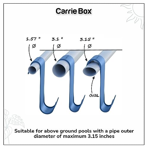 Carrie Box Poolside Pool Leaf Skimmer NET Holder | Pool Pole Hooks | Recycled Plastic |Landing Net Holder | Telescopic Poles |Europe Made (Grey)