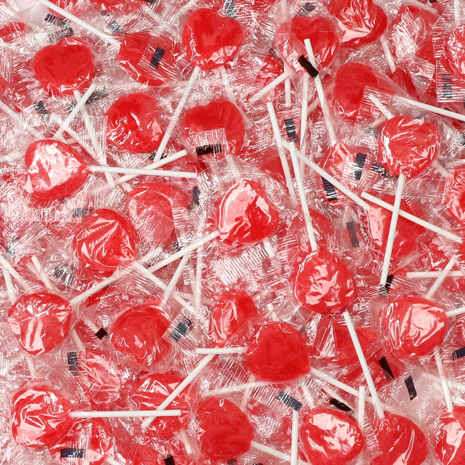 Red Heart Lollipops - 5 Pounds Bulk - Approx 200 ct - Heart Candy Strawberry Flavored