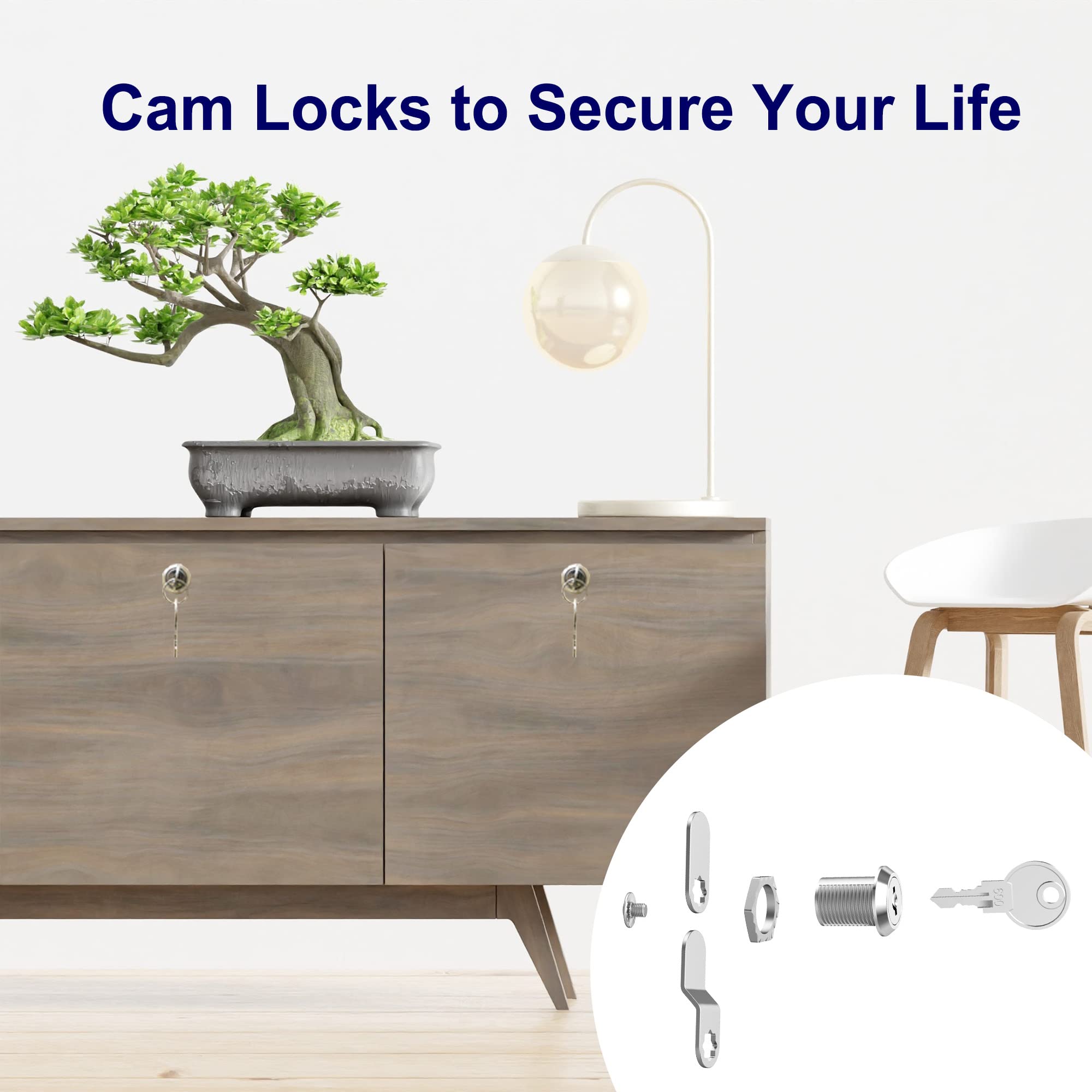 Jayseon 3 Pack Mailbox Lock Cabinet Locks with Key, RV Cam Lock 5/8" Keyed Alike, Mailbox Locks Replacement for Drawer Toolbox RV Storage Door, Zinc Alloy