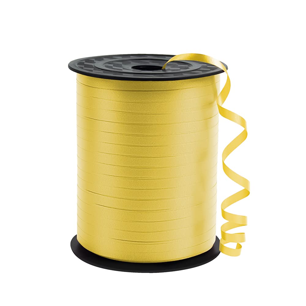 KMER LIFE Premium Yellow Curling Ribbon, 1/5" Wide x 500 Yards Christmas Curling Ribbons for Gift Wrapping, Party Decoration, Balloon String, Ribbons for Florist Flower (1 Roll)
