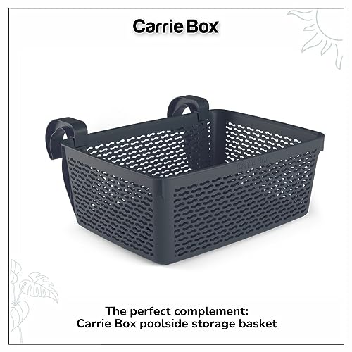 Carrie Box Poolside Pool Leaf Skimmer NET Holder | Pool Pole Hooks | Recycled Plastic |Landing Net Holder | Telescopic Poles |Europe Made (Grey)