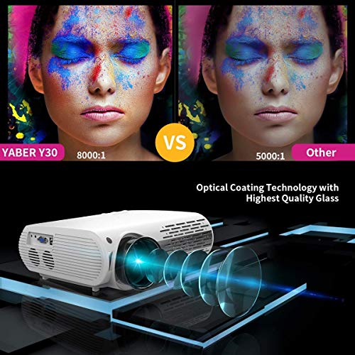 YABER Y30 Native 1080P Projector 9500L Brightness Full HD Video Projector 1920 x 1080, ±50° 4D Keystone Correction Support 4k & Zoom,LCD LED Home Theater Projector Compatible with Phone,PC,TV Box,PS4