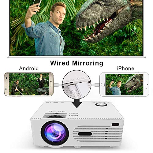 4500 Lumens Mini Projector (Upgraded Version) LED Portable Projector, Video Projector with 170'' Display and 1080P Support, Compatible with TV Stick, PS4, HDMI, VGA, TF, AV and USB (Renewed)