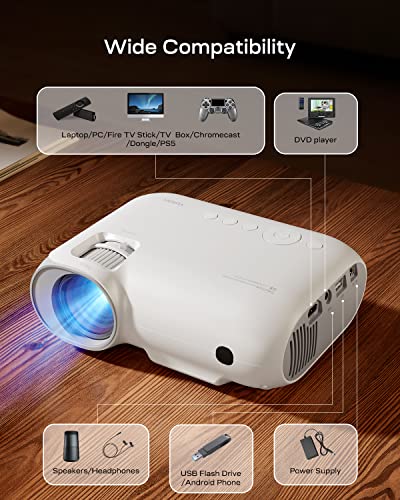 4K Projector - Portable Bluetooth Projector with Netflix, Smart WiFi Projector 400 ANSI Lumen Native 1080P, Phone Projector with Built-in Netflix/Prime Video/YouTube, YOTON Y9 Home Movie Projector