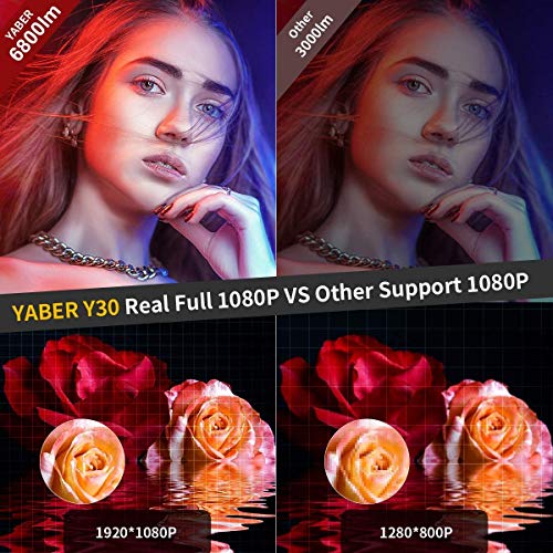 YABER Y30 Native 1080P Projector 9500L Brightness Full HD Video Projector 1920 x 1080, ±50° 4D Keystone Correction Support 4k & Zoom,LCD LED Home Theater Projector Compatible with Phone,PC,TV Box,PS4