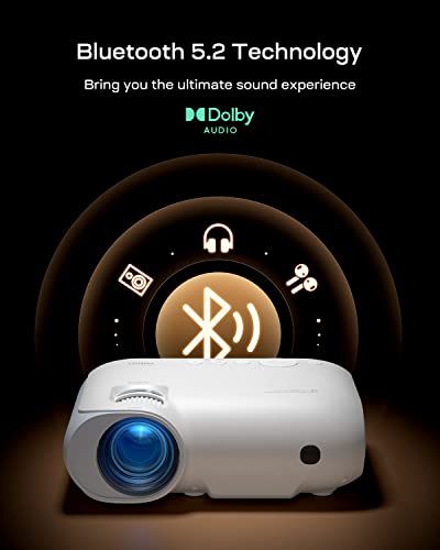 4K Projector - Portable Bluetooth Projector with Netflix, Smart WiFi Projector 400 ANSI Lumen Native 1080P, Phone Projector with Built-in Netflix/Prime Video/YouTube, YOTON Y9 Home Movie Projector