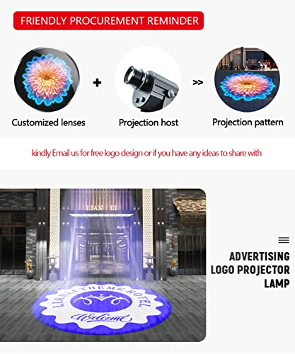 AHWZ 60W LED Logo GOBO Projector Outdoor IP65 Waterproof Including Free Custom Glass GOBO to Project Image,Silver