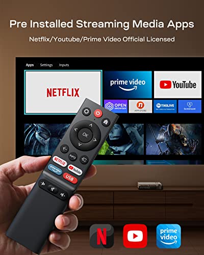 4K Projector - Portable Bluetooth Projector with Netflix, Smart WiFi Projector 400 ANSI Lumen Native 1080P, Phone Projector with Built-in Netflix/Prime Video/YouTube, YOTON Y9 Home Movie Projector