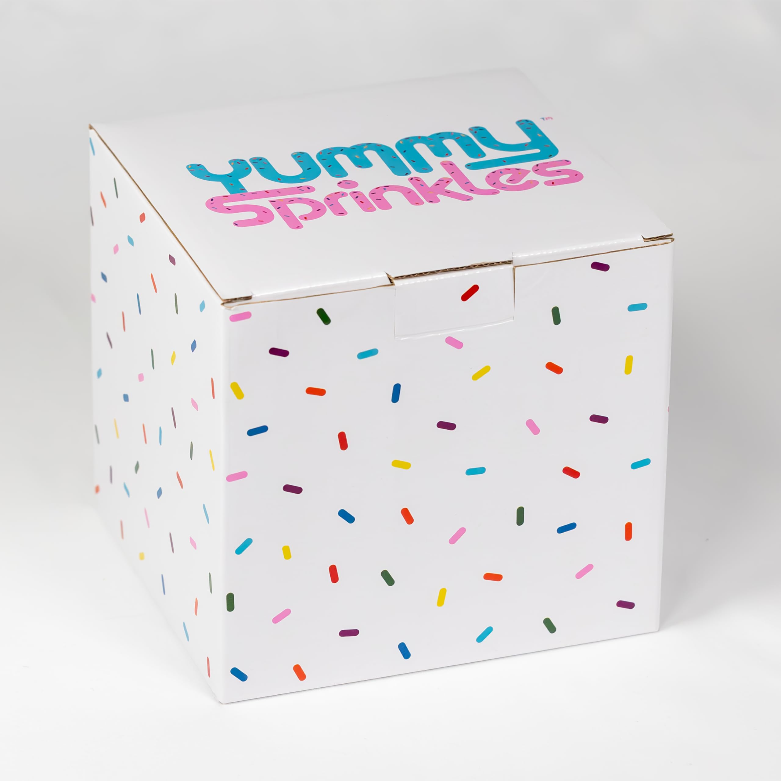 Yummy Sprinkles Mug | Lavendar Cute Coffee Mug with Rainbow Sprinkles | Birthday cake Coffee Cup Gift | Large White Ceramic Cup with Green, Yellow, Red, Pink, and Blue Sprinkles | Fun Pattern