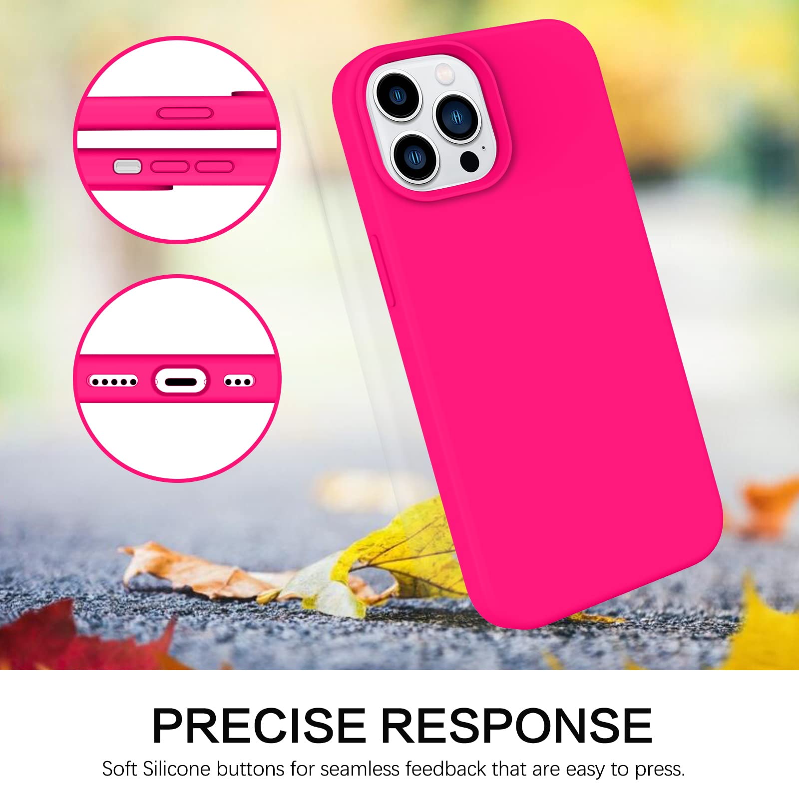 BENTOBEN for iPhone 14 Pro Max Case, Soft Silicone Gel Rubber Bumper Microfiber Lining Hard Back Shockproof Protective Phone Cover for iPhone 14 Pro Max 6.7", Hot Pink