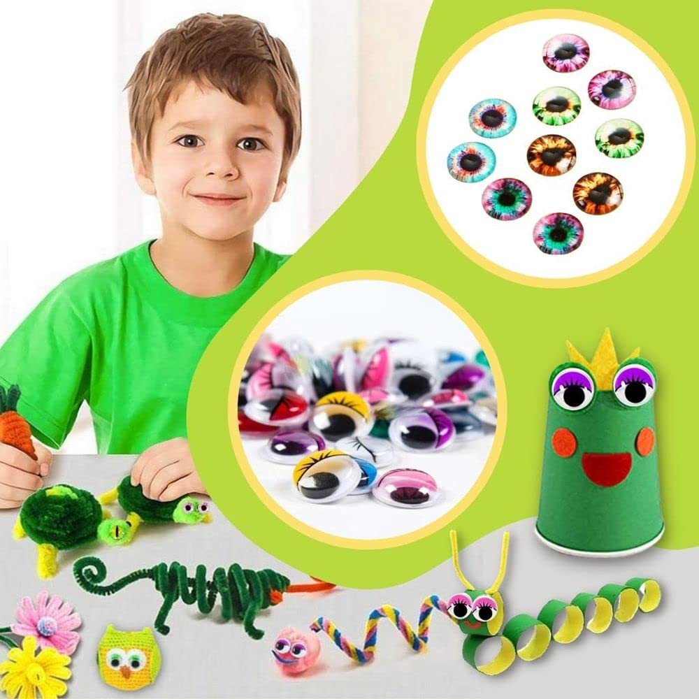 Self Adhesive Googly Wiggle Eyes, Multi Colors and Sizes Craft Sticker Eyes DIY Scrapbooking Crafts Projects Dolls Accessories(Black Mixed 100PCS)