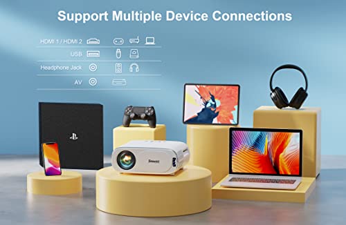 [Auto-Focus] Projector with WiFi 6 and Bluetooth:Jimveo 490 ANSI 19000L Native 1080P Outdoor Movie Projector 4k Support,Auto 6D Keystone&50% Zoom,Portable Smart Home LED Video Projector for Phone/PC