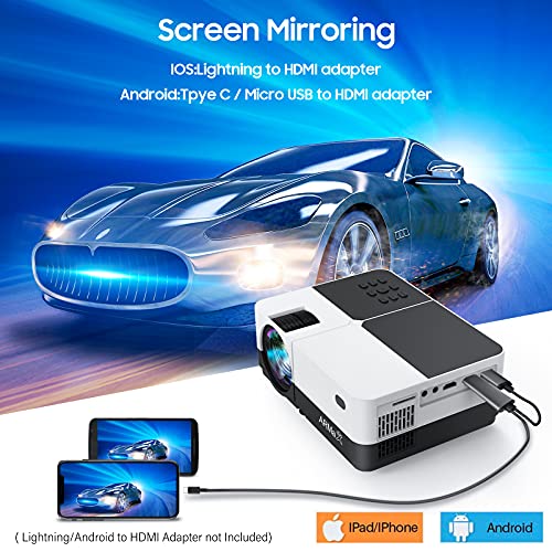 Video Projector, ARMAX Movie projector with Full HD 1080P & 170'' Display Supported,Protable Projector for Outdoor & Indoor with 40000 hrs LED Lamp Life,Compatible with TV Stick,HDMI,VGA,USB