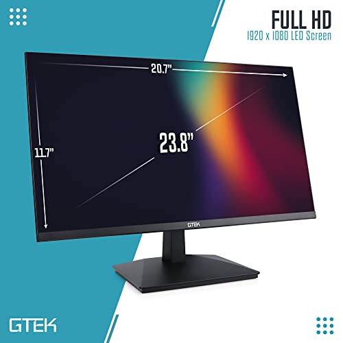GTEK 24 Inch 75Hz Computer Monitor Frameless, FHD 1080p LED Display, Office Professional Business LCD Screen, HDMI VGA, Refresh Rate, VESA Mountable - F2407V-D03