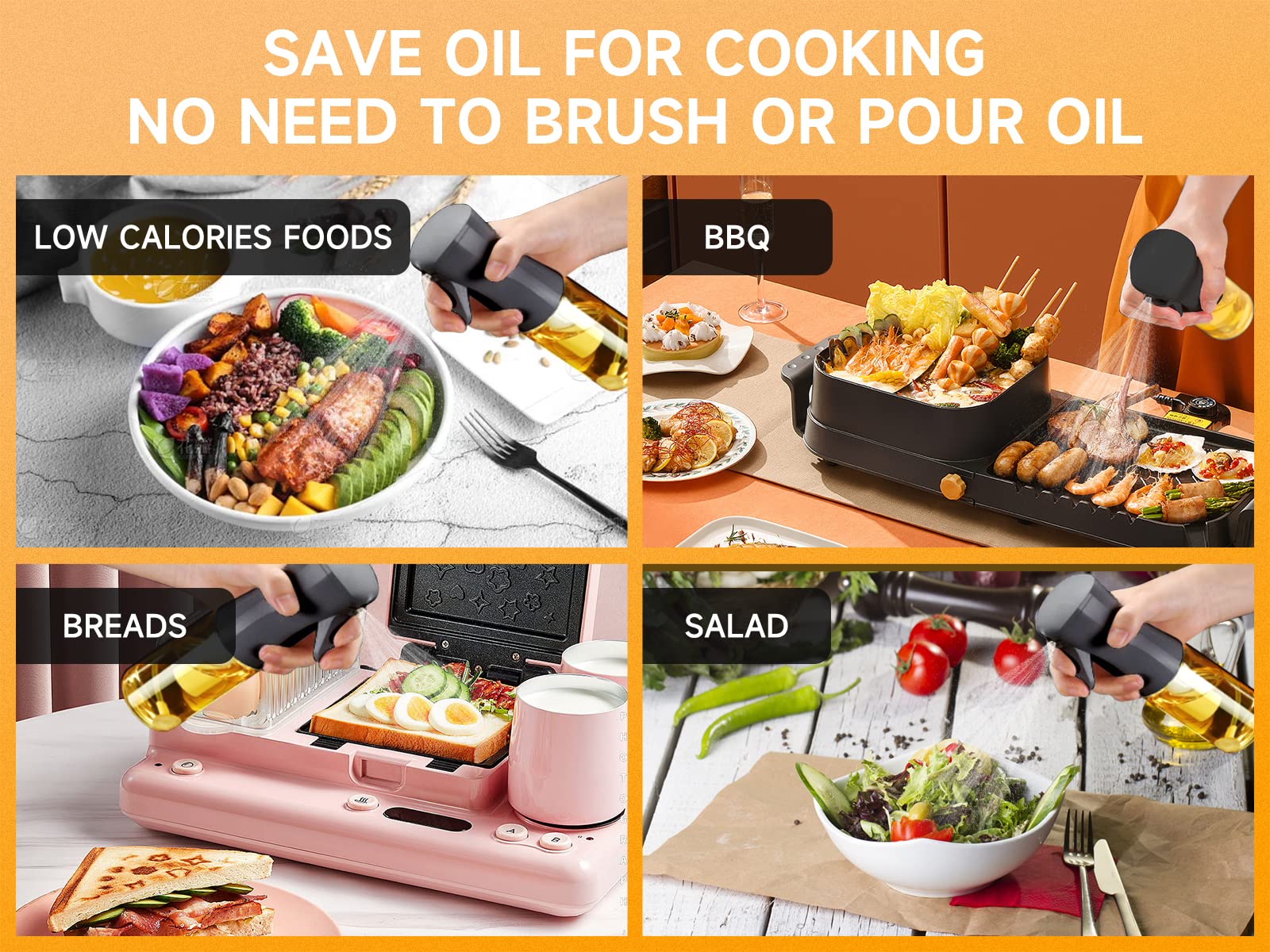 Oil Sprayer for Cooking,220ML Glass Olive Oil Sprayer Mister,Kitchen Gadgets Accessories,Continuous Spray with Control,Save Oil,Widely Used for Salad Making, Baking, Frying, BBQ, Roasting,Black