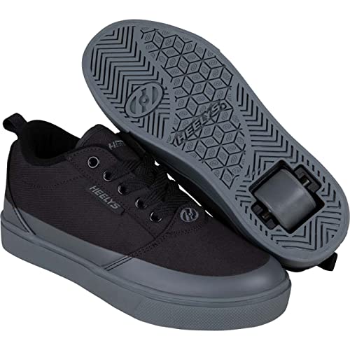 HEELYS Pro 20 1/2 FLD (Little Big Kid/Adult) Wheeled Heel Shoe, Black/Charcoal, 5 US Unisex