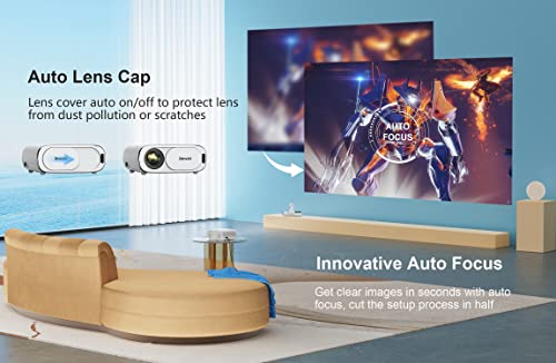 [Auto-Focus] Projector with WiFi 6 and Bluetooth:Jimveo 490 ANSI 19000L Native 1080P Outdoor Movie Projector 4k Support,Auto 6D Keystone&50% Zoom,Portable Smart Home LED Video Projector for Phone/PC
