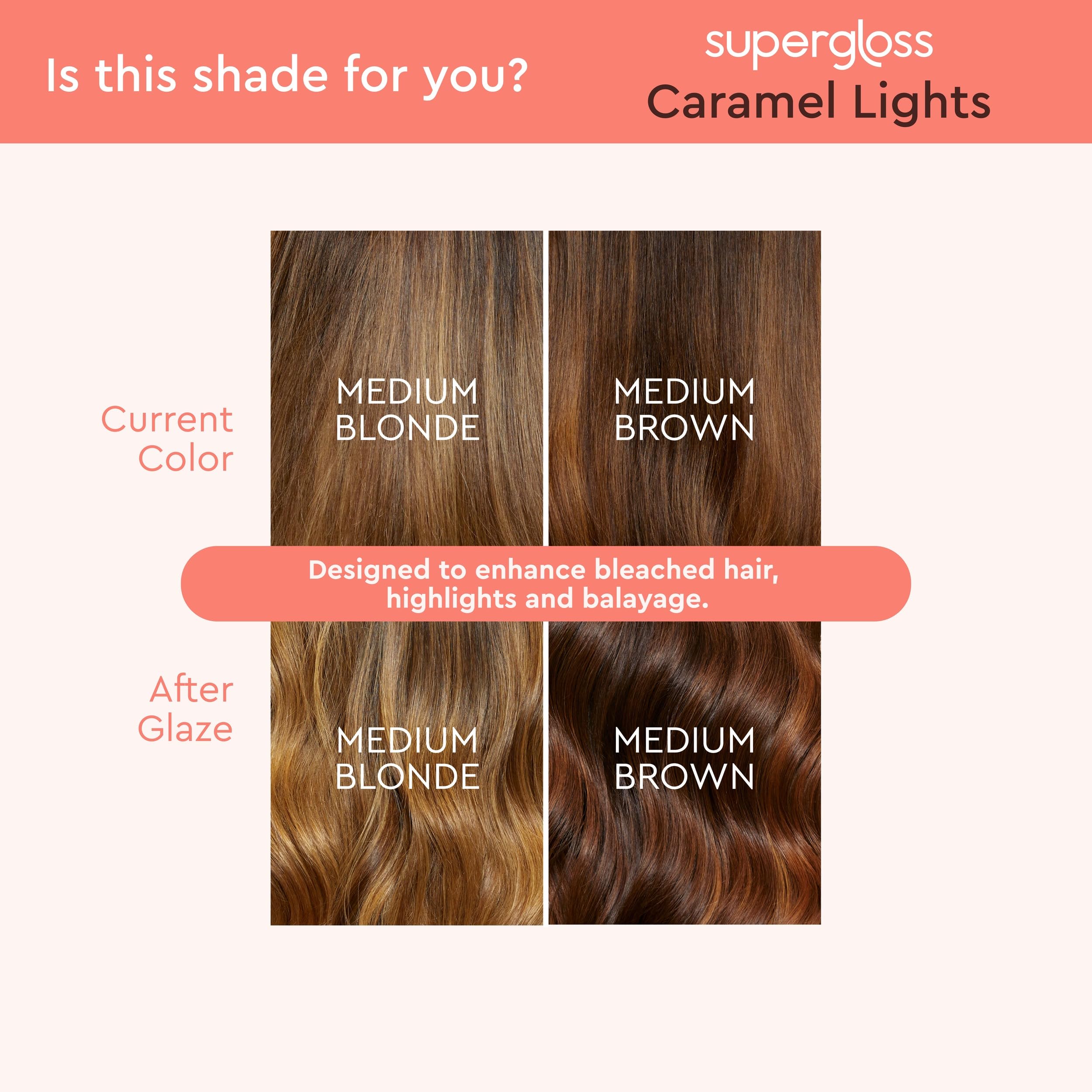 Glaze Super Gloss Color Conditioning Gloss – Caramel Lights for Medium to Dark Brown Hair with Highlights – Rinse Out Semi-Permanent Hair Gloss that Enhances Color and Boosts Shine & Hydration
