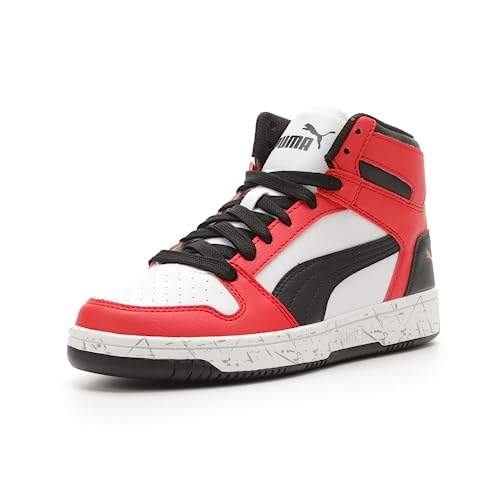 PUMA Rebound Layup Synthetic Leather Scratch Hook and Loop (Little Kid) Puma White/Puma Black/for All Time Red 3 Little Kid M