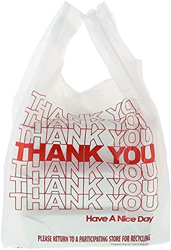 Concession Essentials 1/8 plastic thank you bags to go. Pack of 100 count
